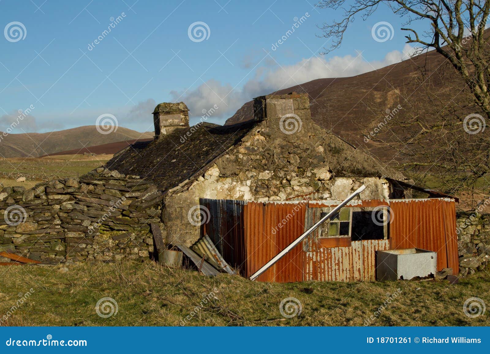 Derelict cottage. stock image. Image of metal, corrugated - 18701261