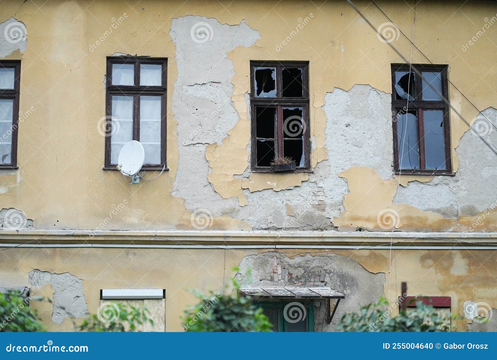 Homeless Flats with Broken Windows and Ugly Wall Stock Photo - Image of ...