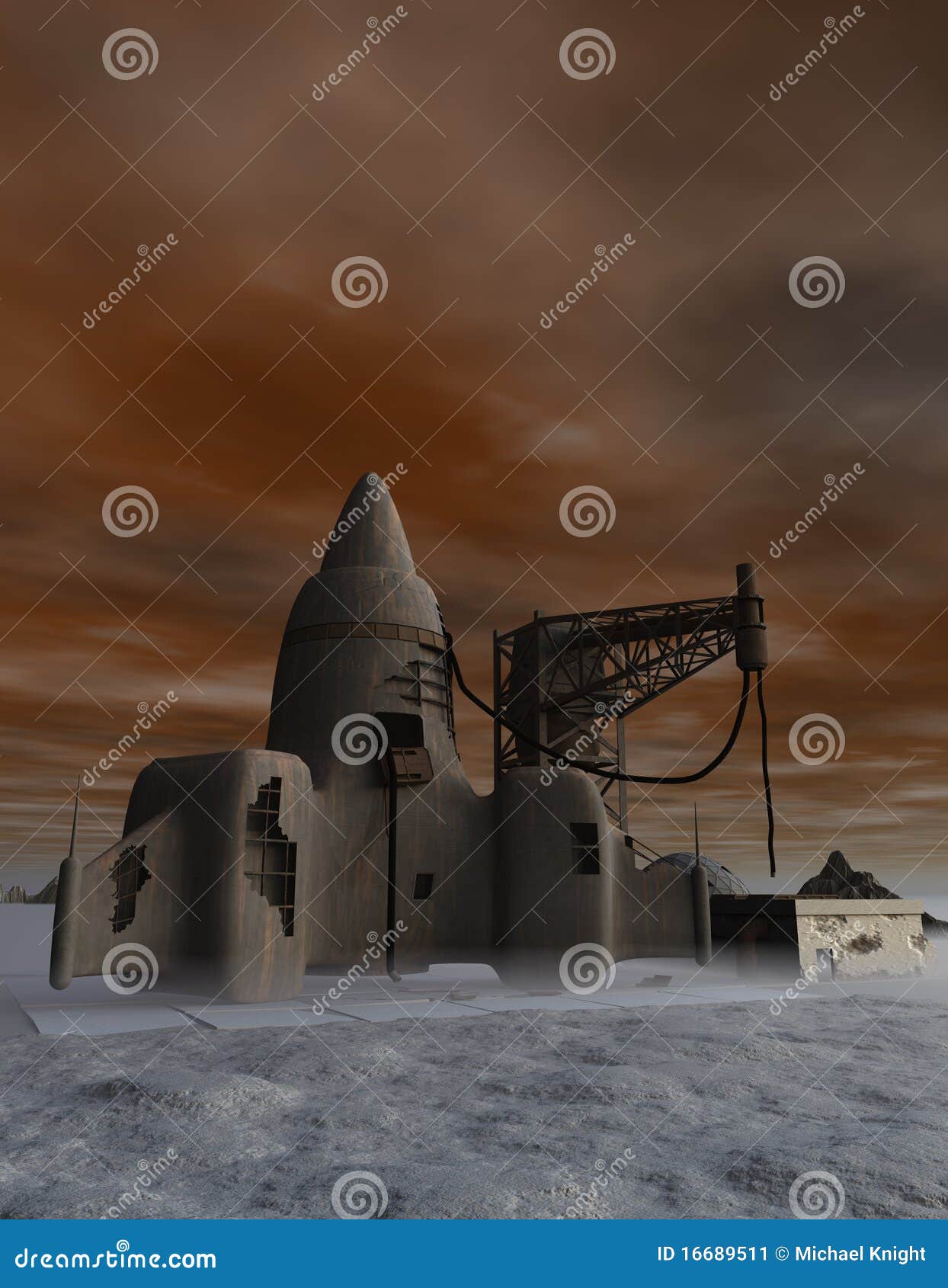 Derelict Rocket stock illustration. Illustration of worlds - 16689511