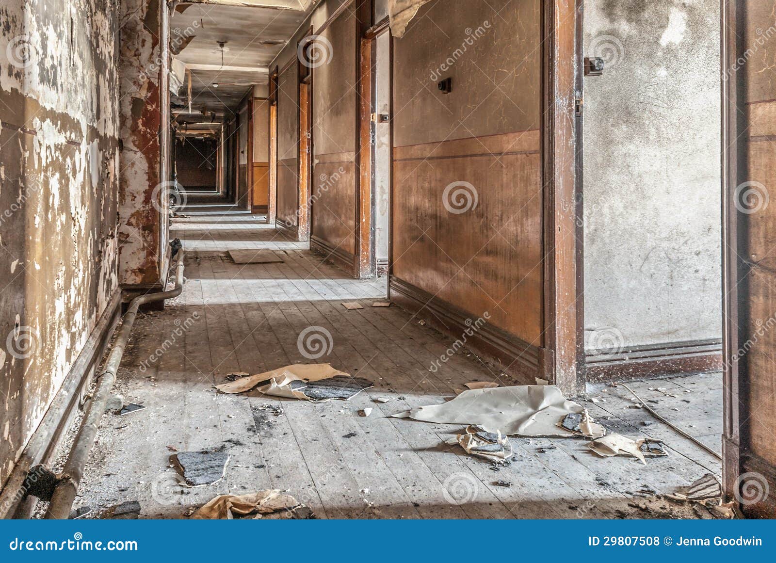 Derelict Corridor stock photo. Image of spooky, wood - 29807508