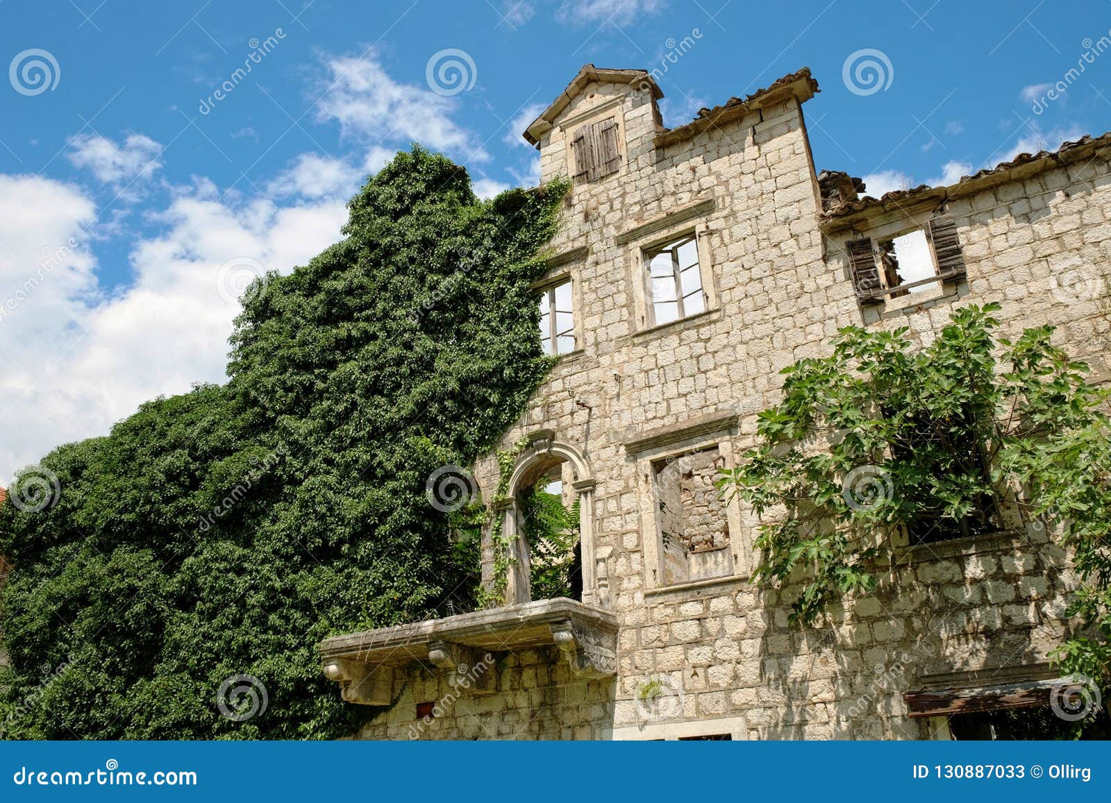 Derelict Stone House in Montenegro Stock Image - Image of grapevine ...