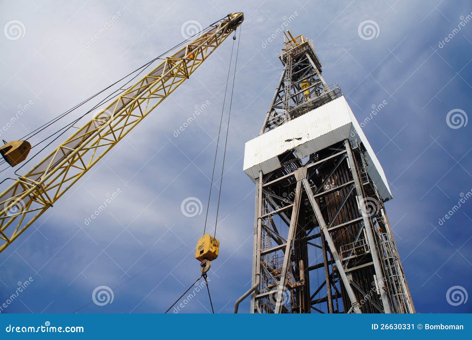 Derick of Drilling Rig with the Yellow Rig Crane Stock Image - Image of ...
