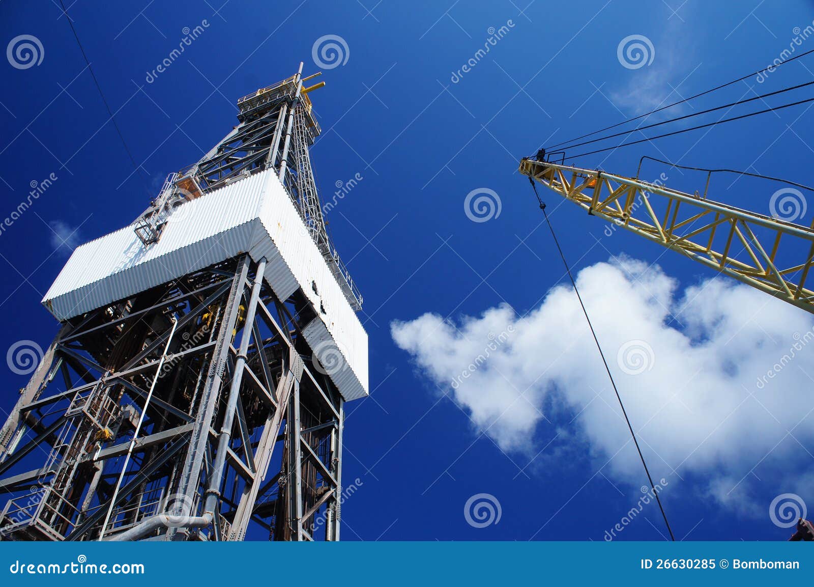 Derick of Jack Up Drilling Rig with the Rig Crane Stock Image - Image ...