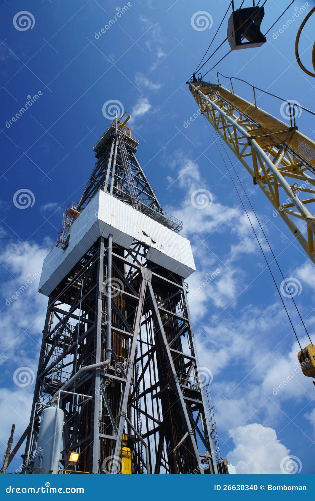 Derick of Oil Drilling Rig with the Rig Crane Stock Photo - Image of ...