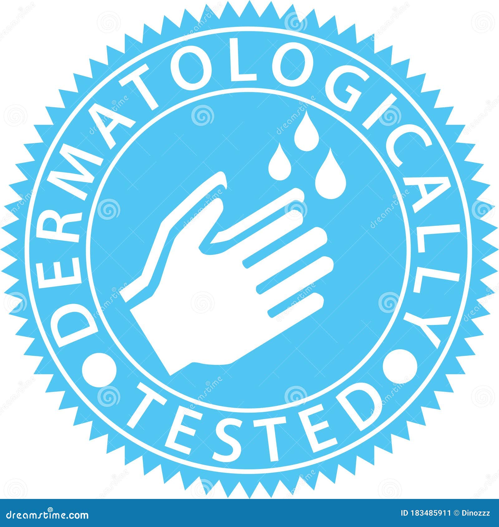Dermatologically Tested Vector Label With Water Drop, Leaf And Hand ...