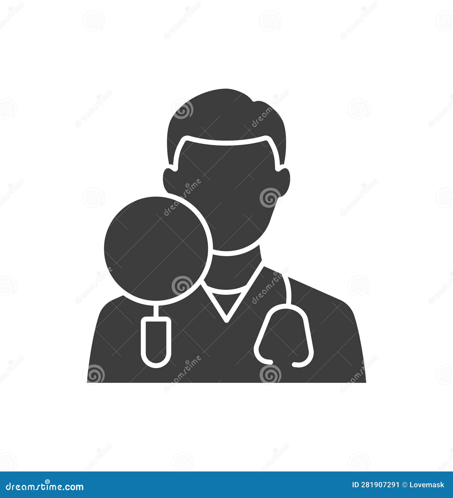 Dermatologist Glyph Icon On White Background Vector Illustration