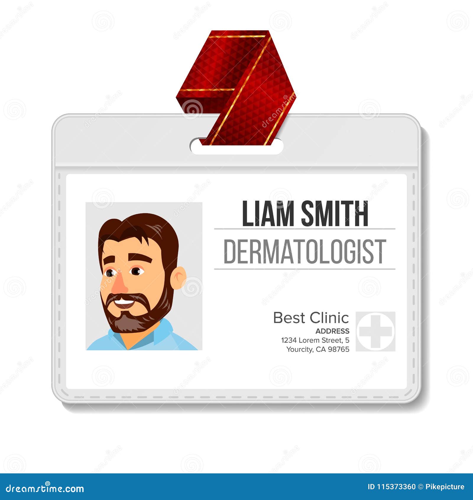 Dermatologist Identification Badge Vector Man Plastic Blank Hospital