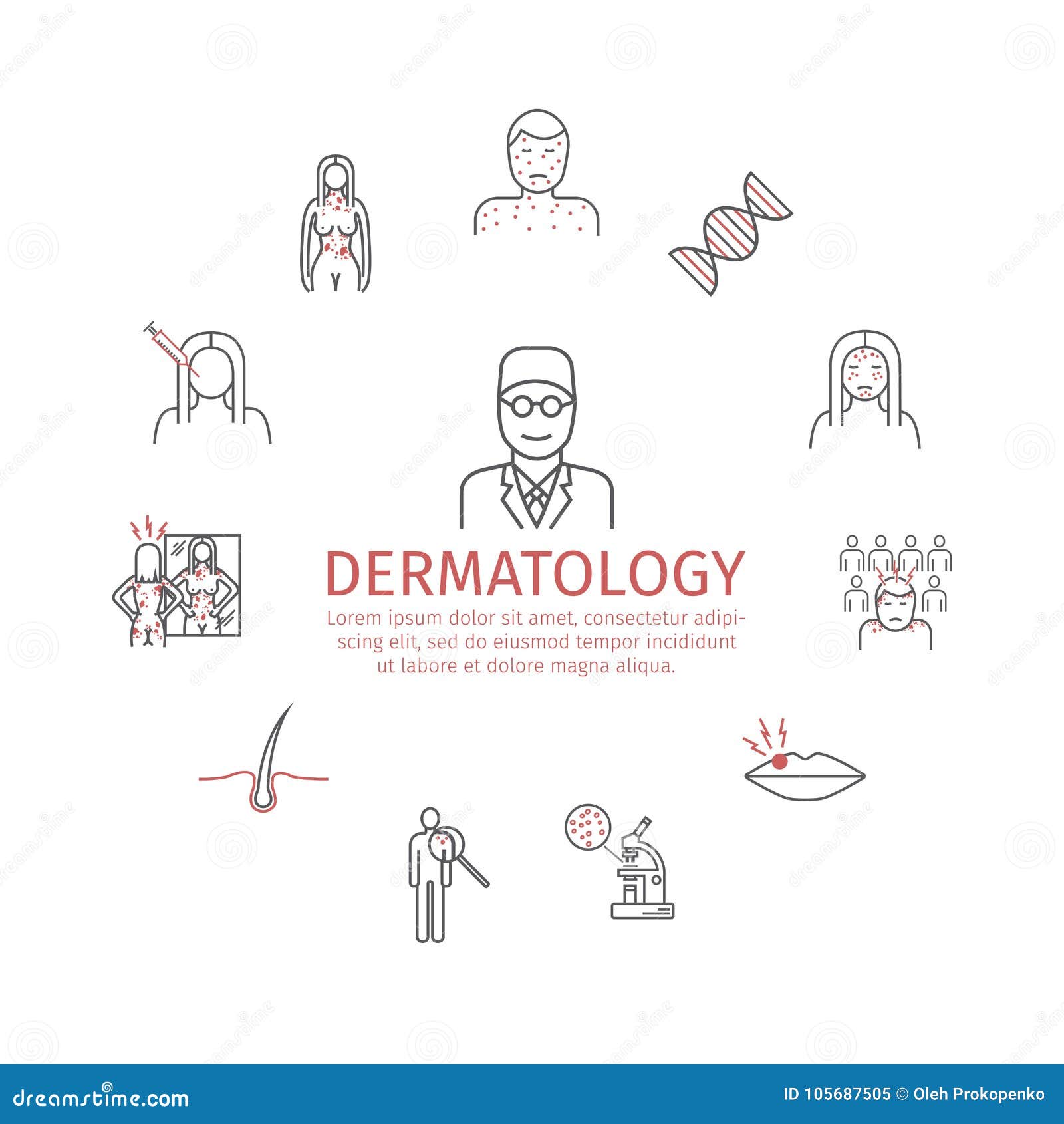 Dermatology Banner. Line Icons Set. Vector Signs for Web Graphics ...