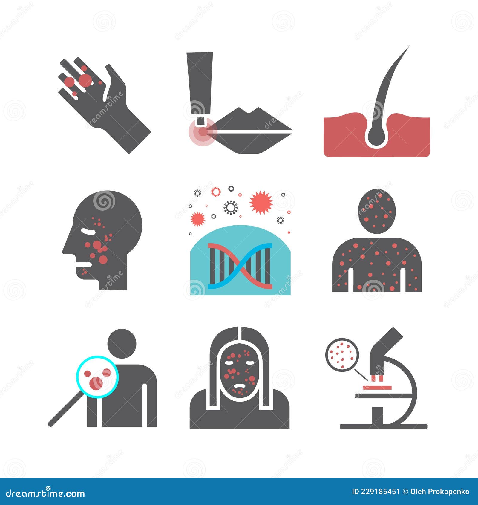 Dermatology Icons - Blue Version Cartoon Vector | CartoonDealer.com ...