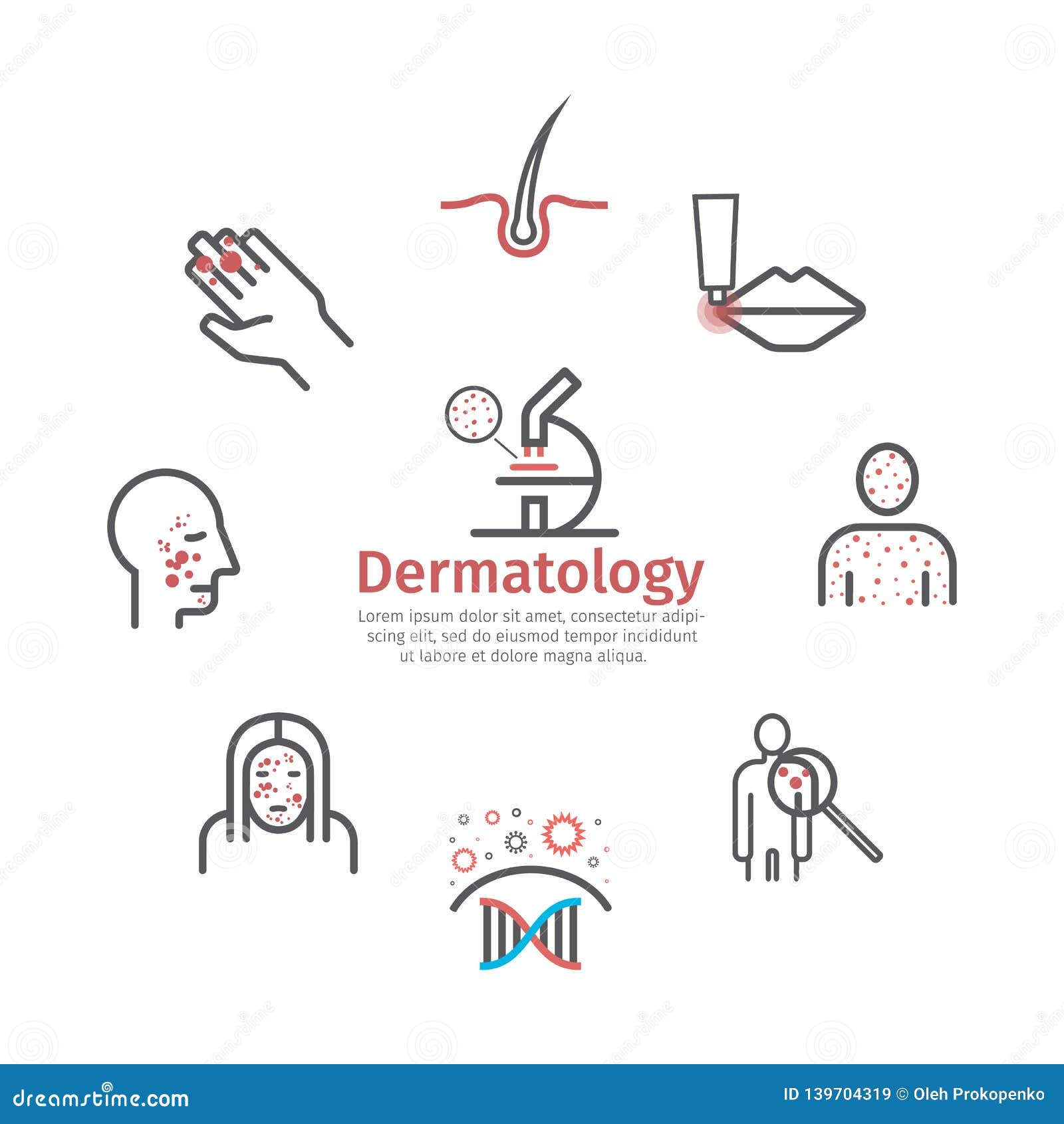 Dermatology Line Icons Set Editable Illustrations Royalty Free Cartoon