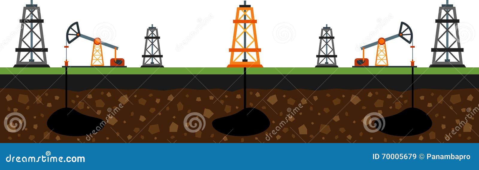 Rigs Oil And Gas Land Royalty-Free Illustration | CartoonDealer.com ...
