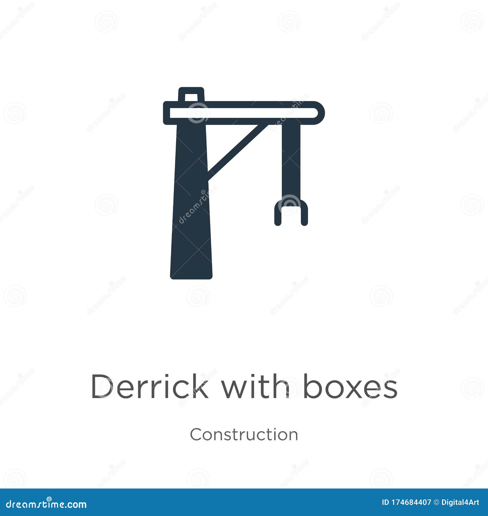 Derrick With Boxes Vector Icon On White Background. Flat Vector Derrick ...