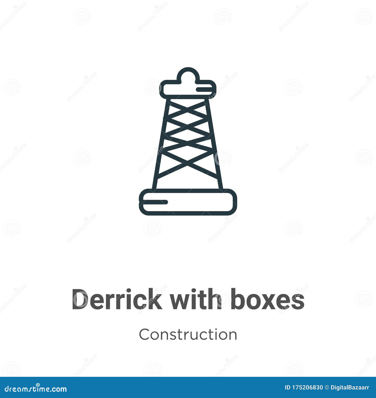 Derrick with Boxes Outline Vector Icon. Thin Line Black Derrick with ...