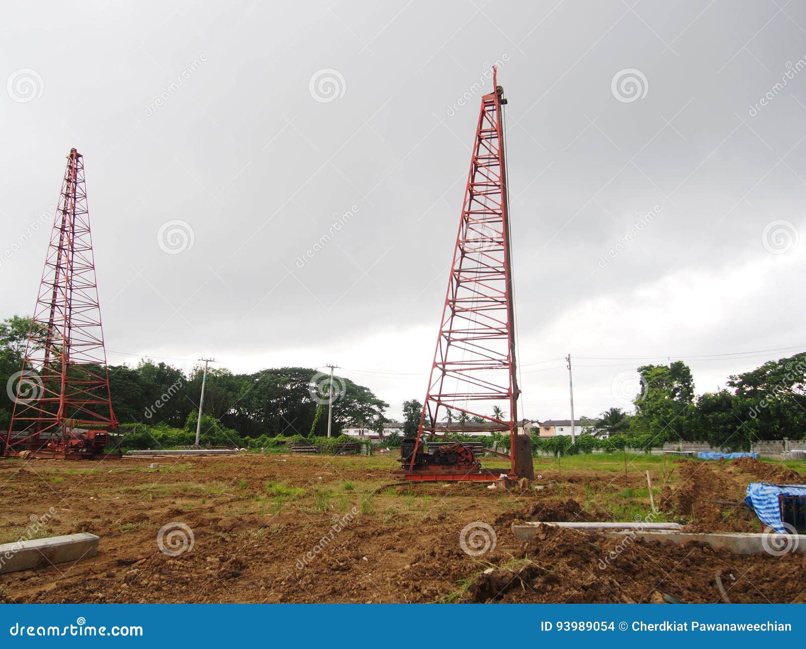 Derrick Crane at Construction Work Site Stock Photo - Image of engineer ...