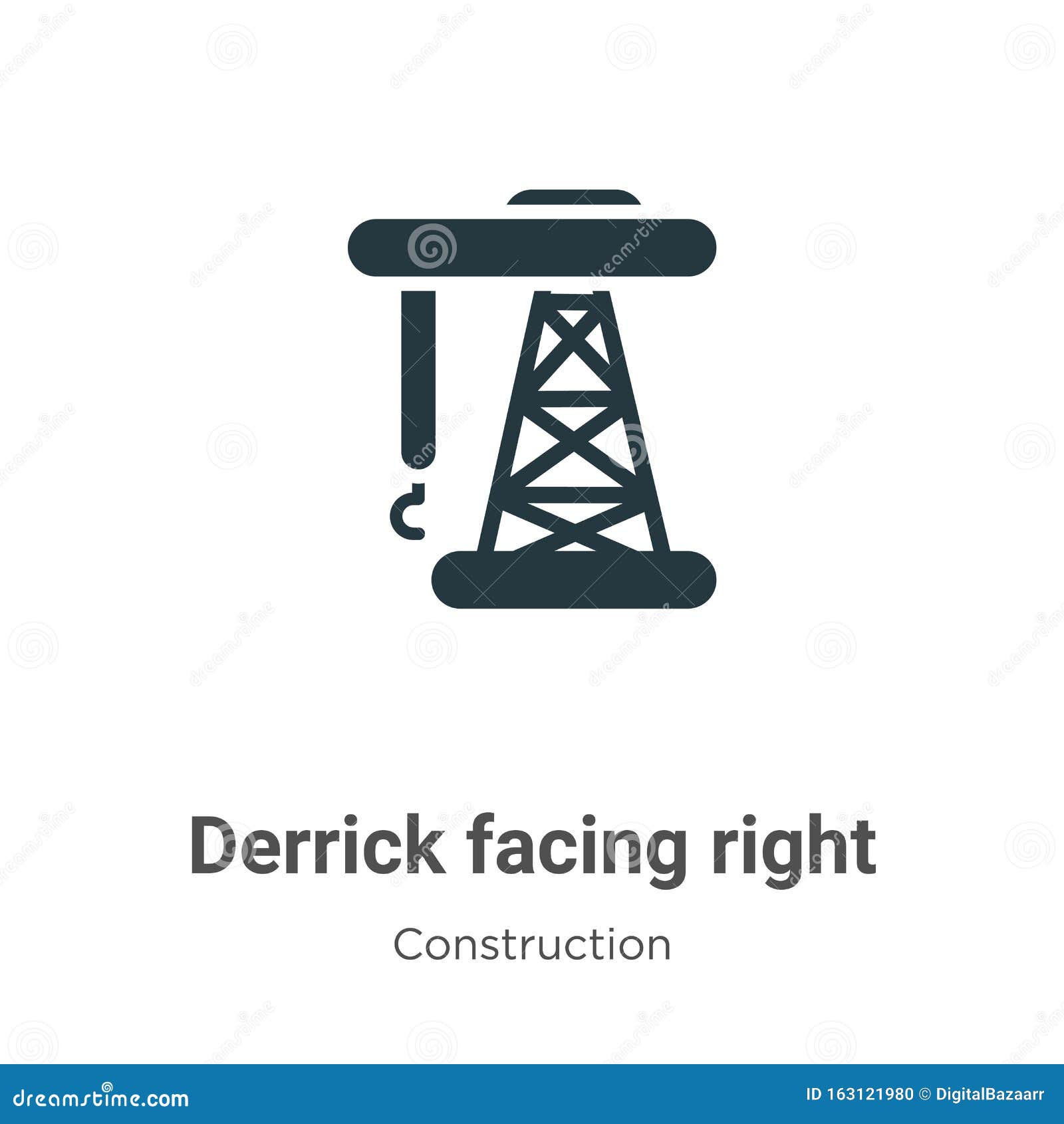 Derrick Facing Right Vector Icon on White Background. Flat Vector ...