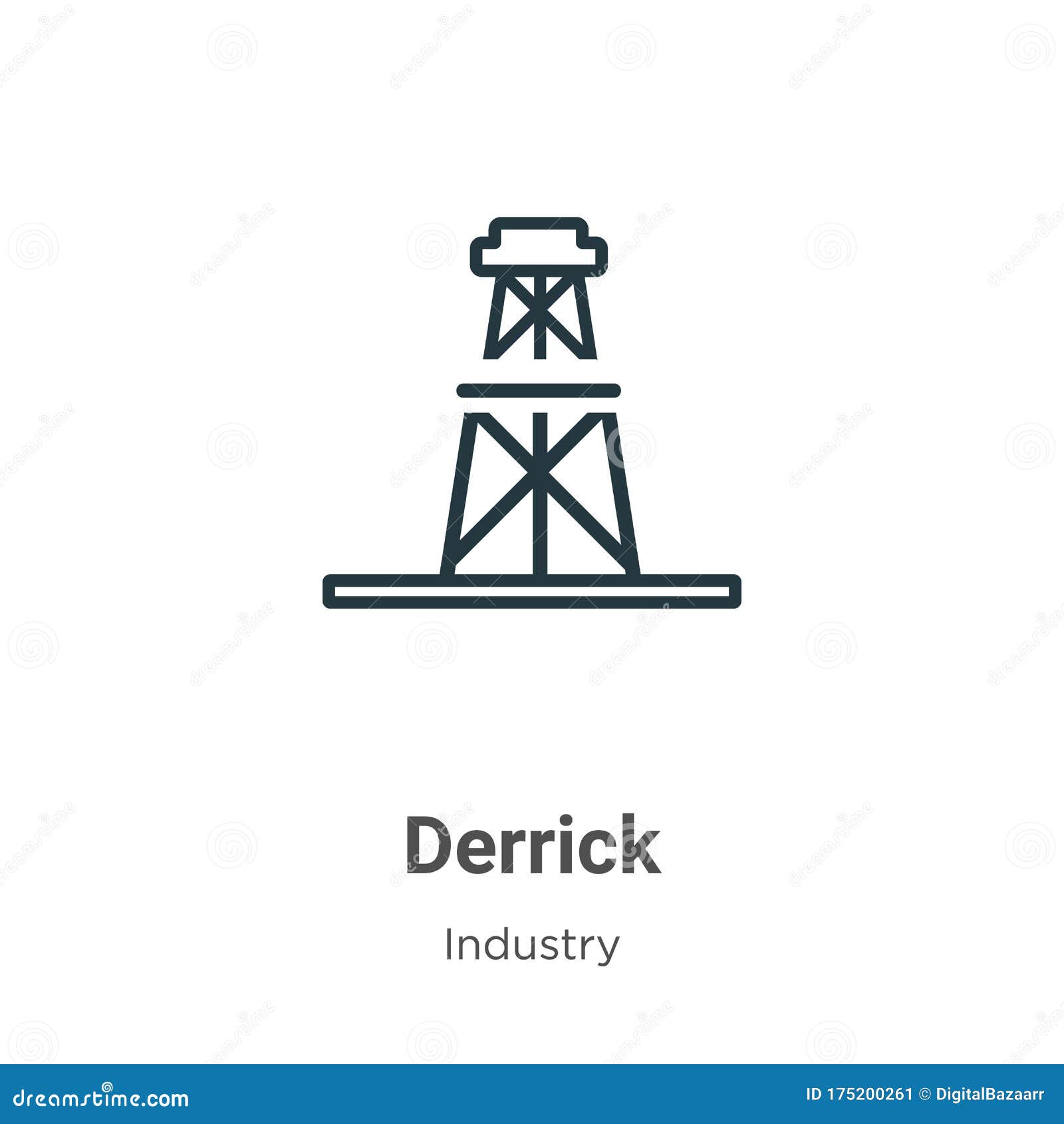 Derrick Outline Vector Icon. Thin Line Black Derrick Icon, Flat Vector ...