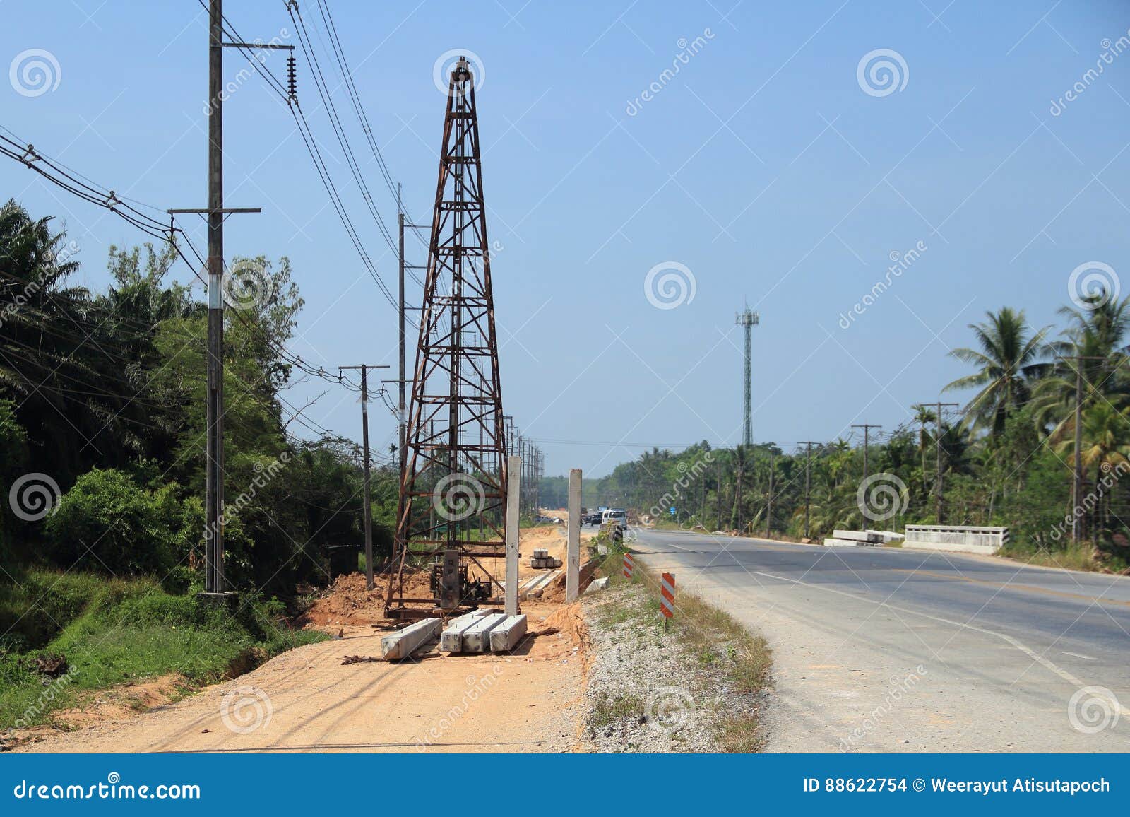 Derrick for pile driving stock photo. Image of architectural - 88622754