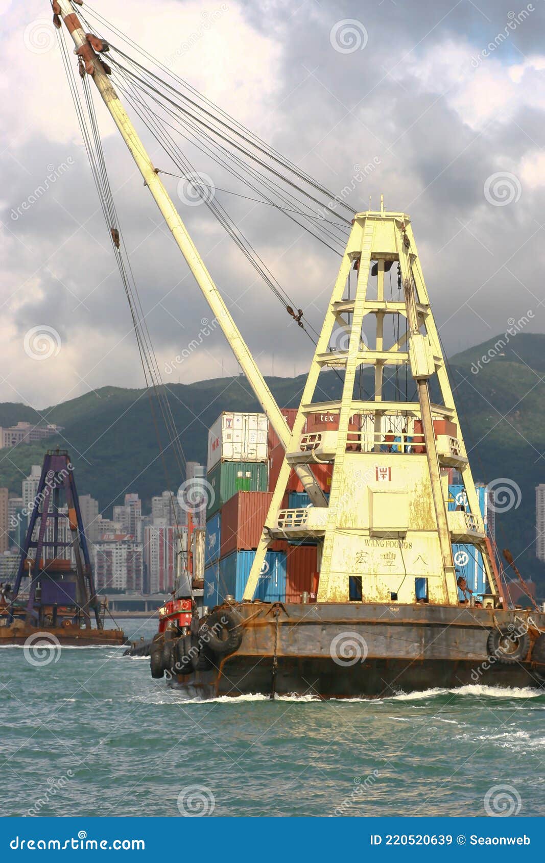 A Derrick Ship in the Hong Kong Harbor. 25 June 2005 Editorial Stock ...