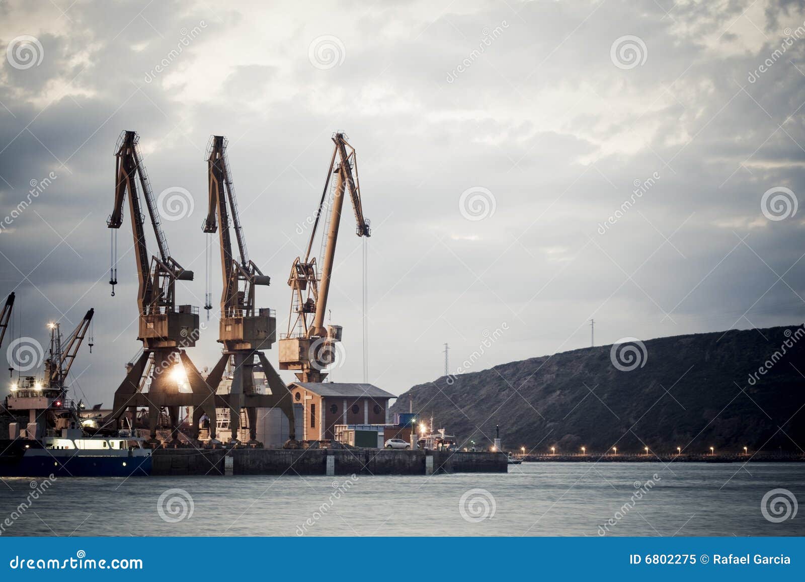 Derricks of the port stock image. Image of goods, contents - 6802275