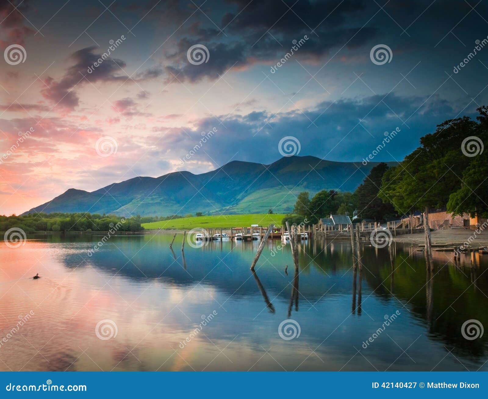 Derwent Water, Lake District Stock Image - Image of night, mountain ...