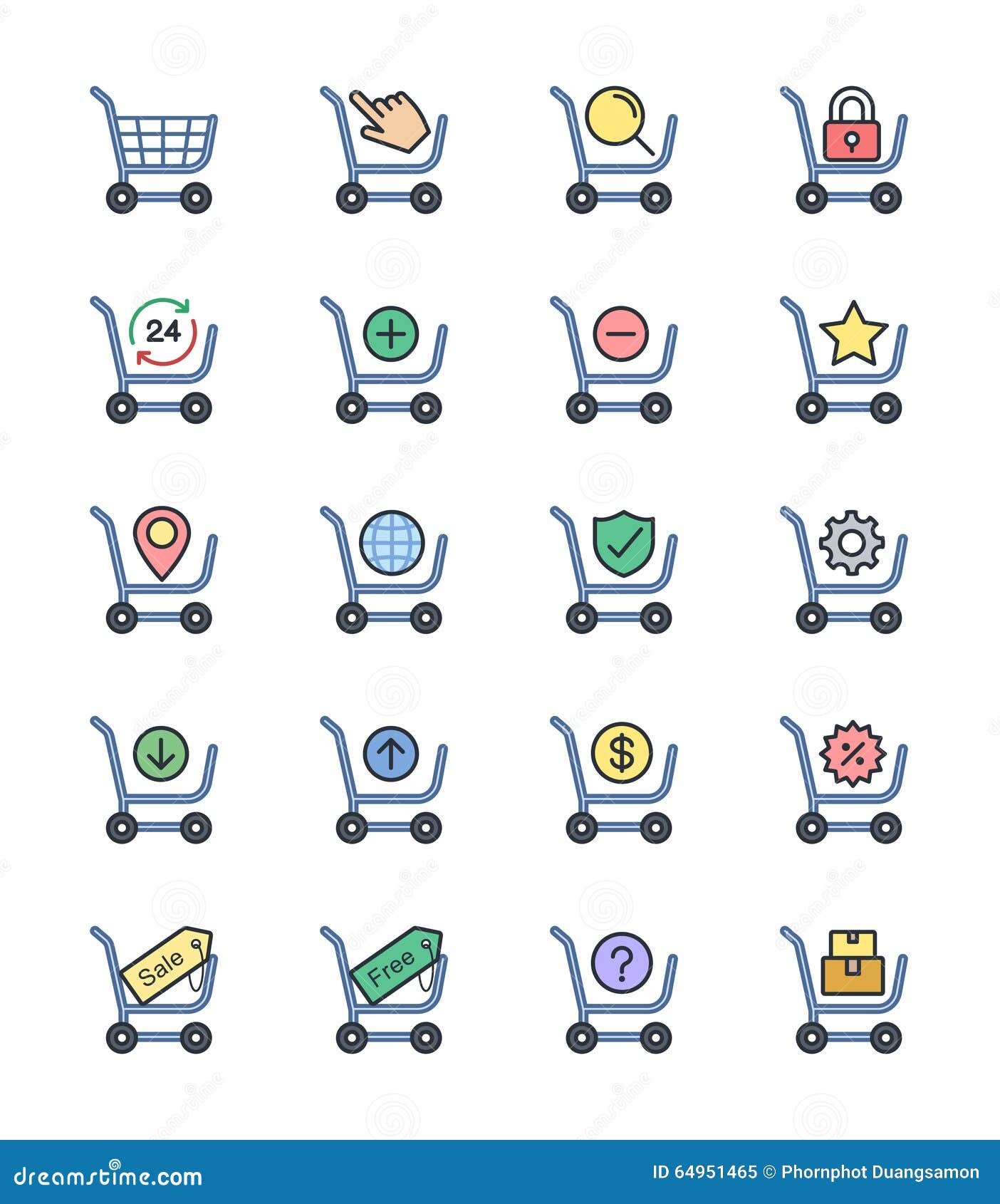 Des Icônes De Caddie, Ensemble De Couleur - Dirigez L'illustration ...