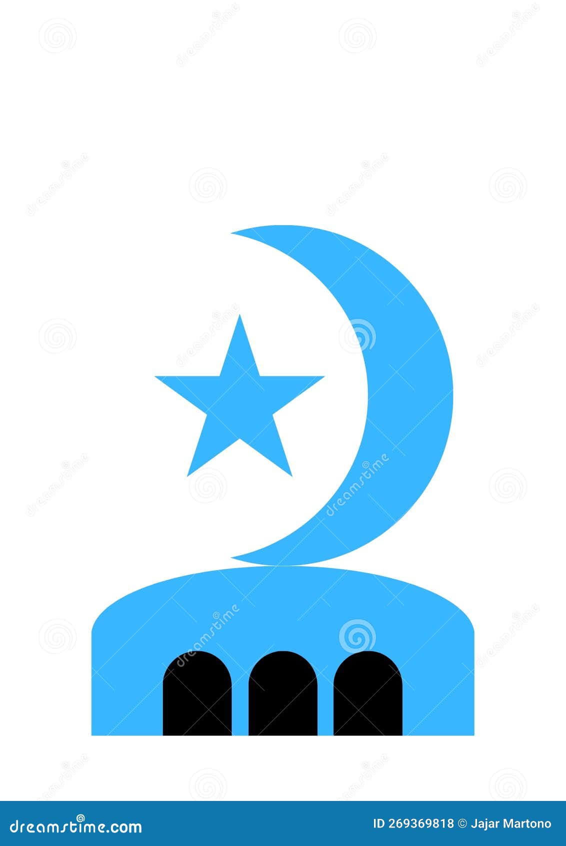A Desain Big Blue Moon and Star Mosque Stock Illustration ...