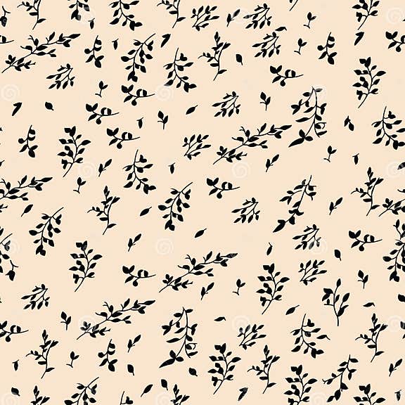 Black Cream Leaf Seamless Pattern Background Wallpaper Stock Vector ...