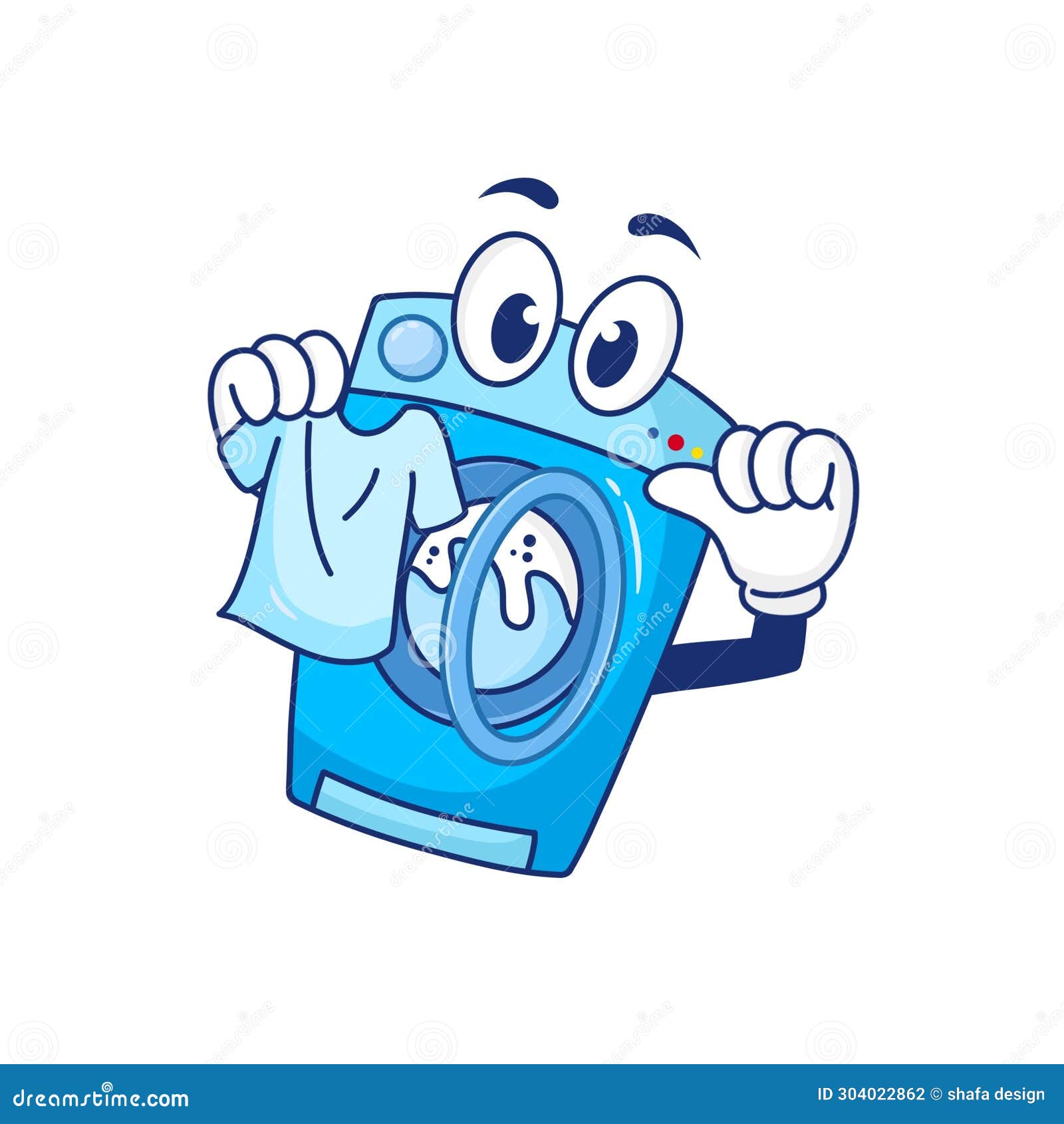 Cartoon Washing Machine Blue Color Character Icon Thumb Hand Carrying ...