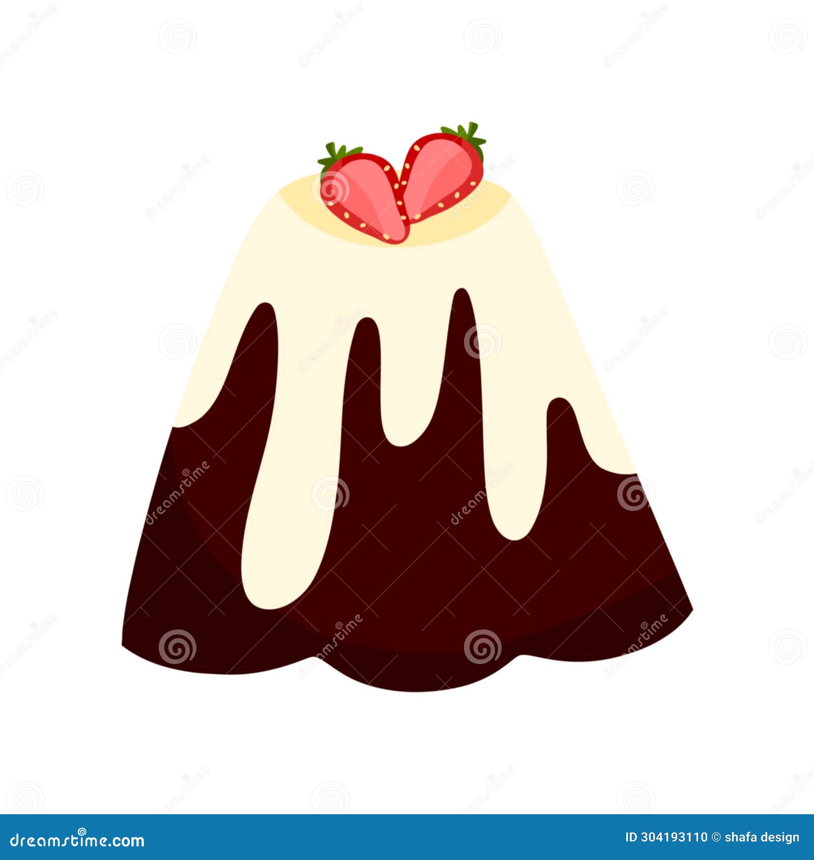 Vector Chocolate Pudding with Vanilla Vla and Sliced ??strawberries ...