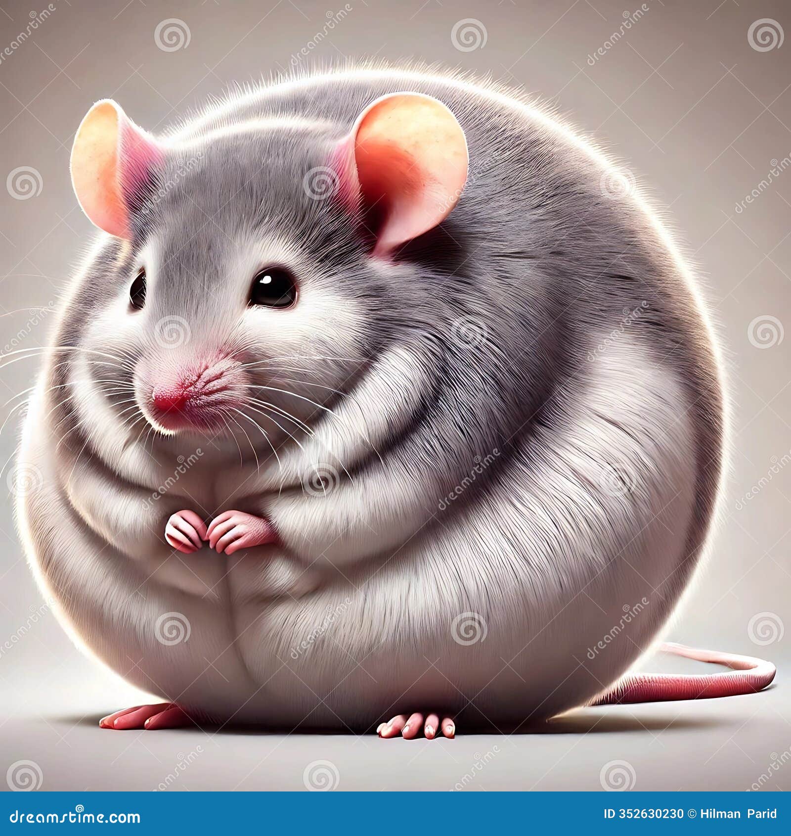 Adorable Chubby Rat with Big Eyes and Folded Claws Stock Illustration ...