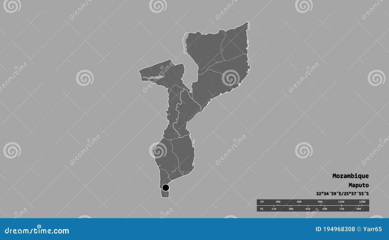 Location of Sofala, Province of Mozambique,. Bilevel Stock Illustration ...