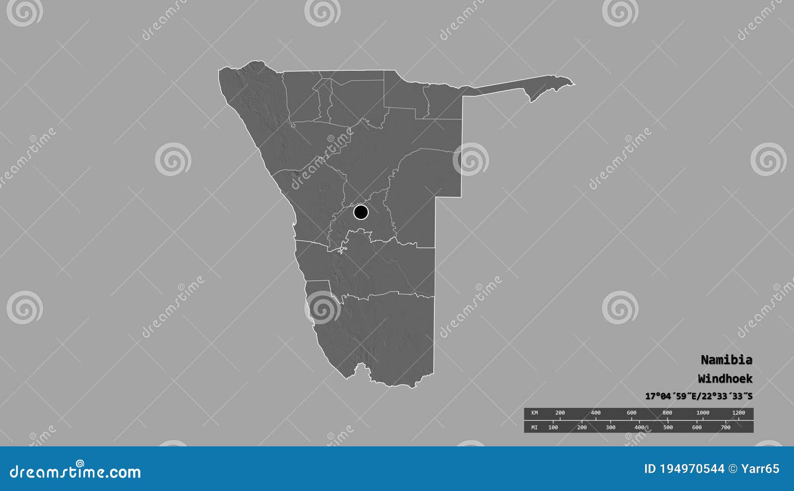 Location of Hardap, Region of Namibia,. Bilevel Stock Illustration ...