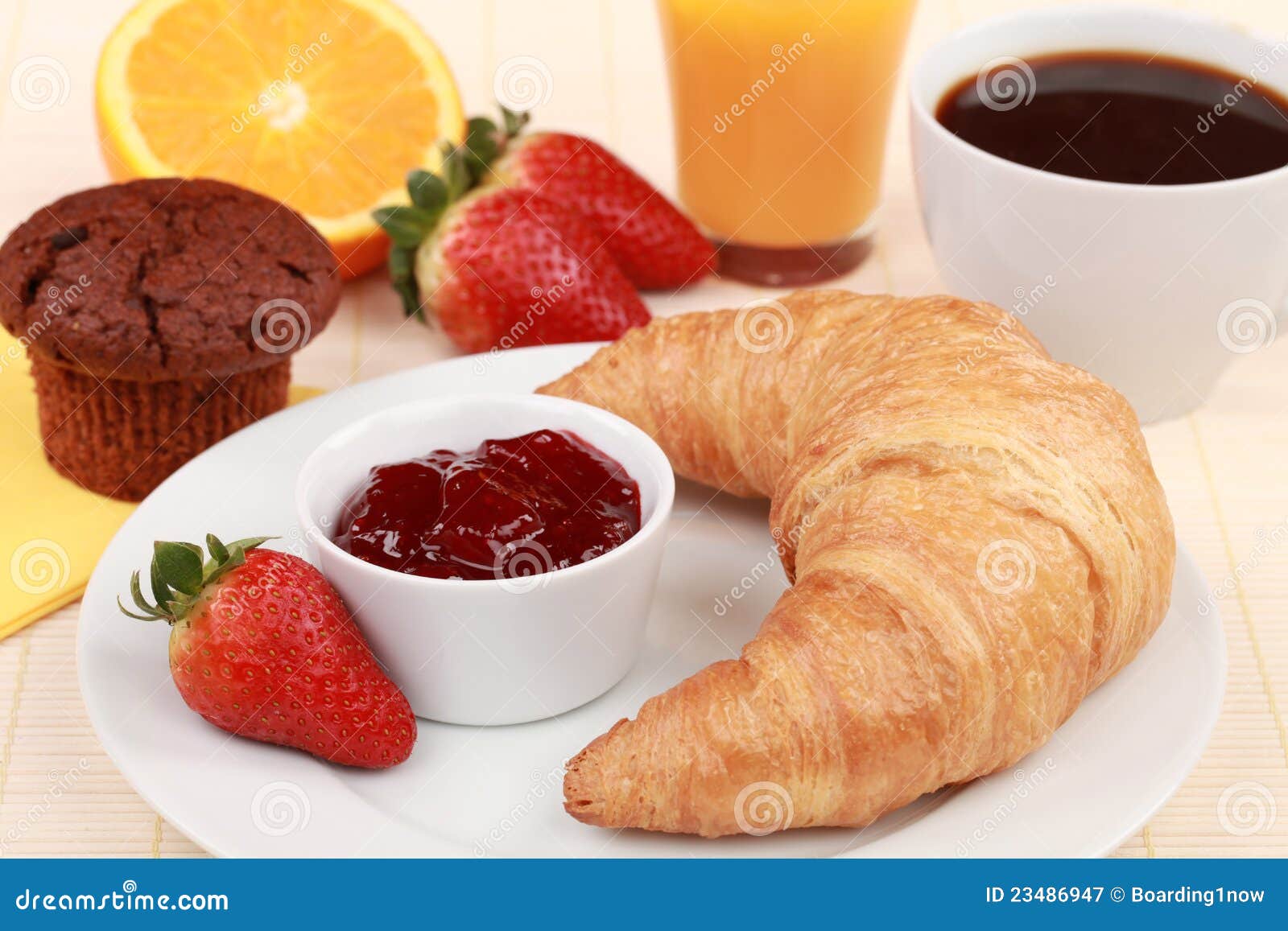 Desayuno francés imagen de archivo. Imagen de jugo, naranjas - 23486947