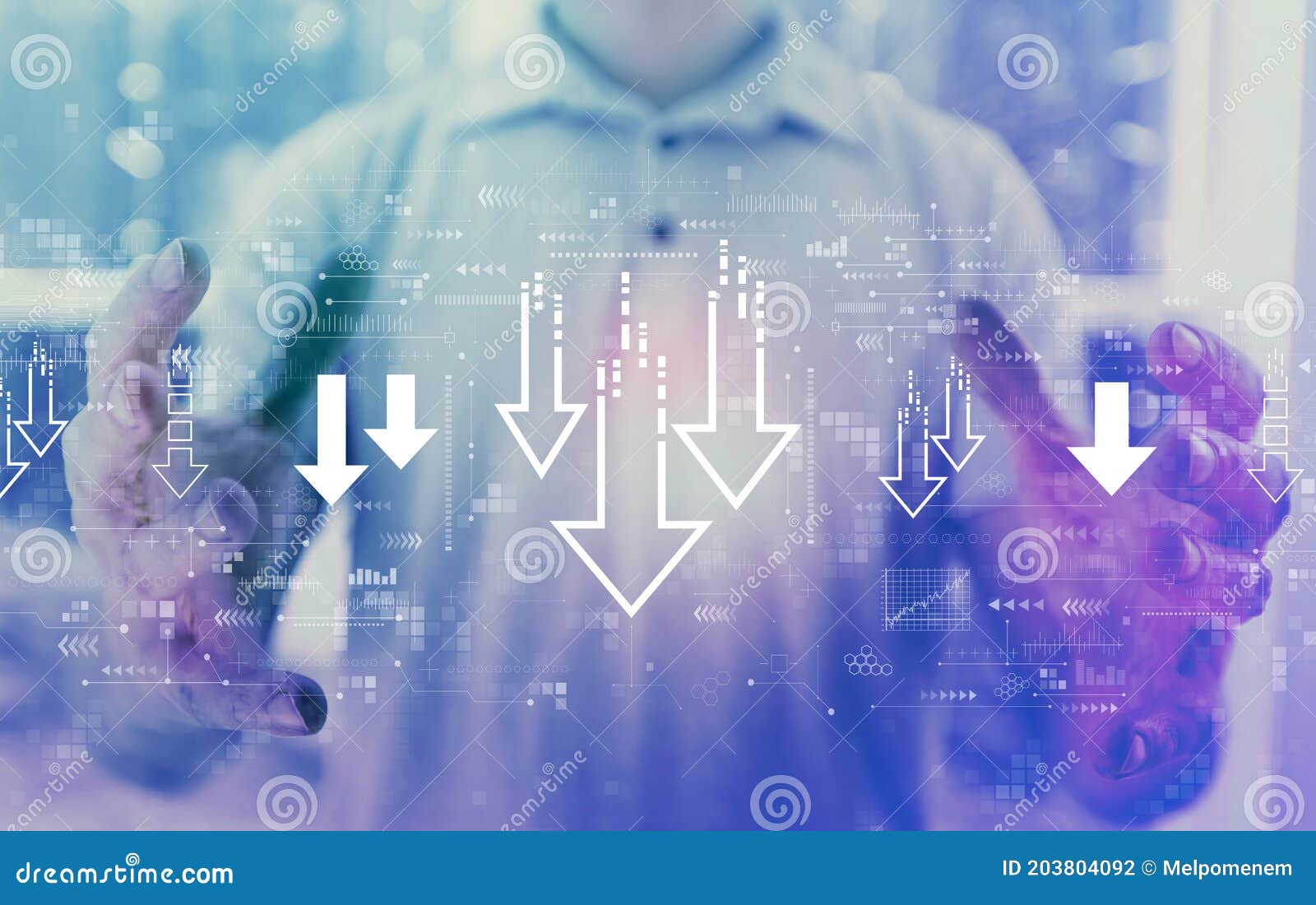 Descending Arrows With Young Man Royalty-Free Stock Image ...