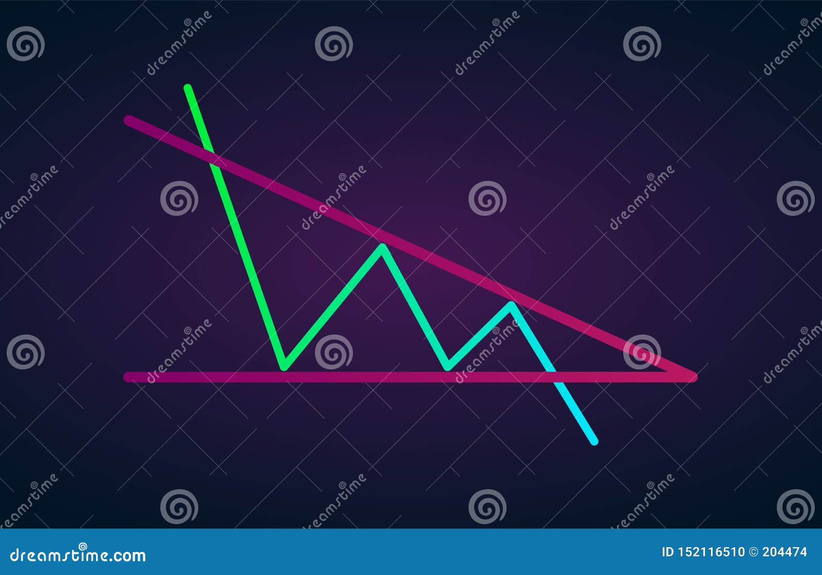 Descending Bearish Triangle Breakouts Flat Icon. Vector Stock and ...