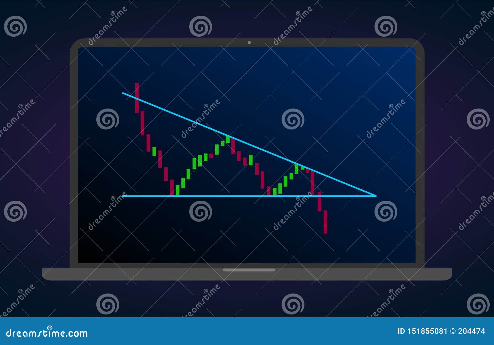 Descending Bearish Triangle Breakouts Flat Icon. Vector Stock and ...