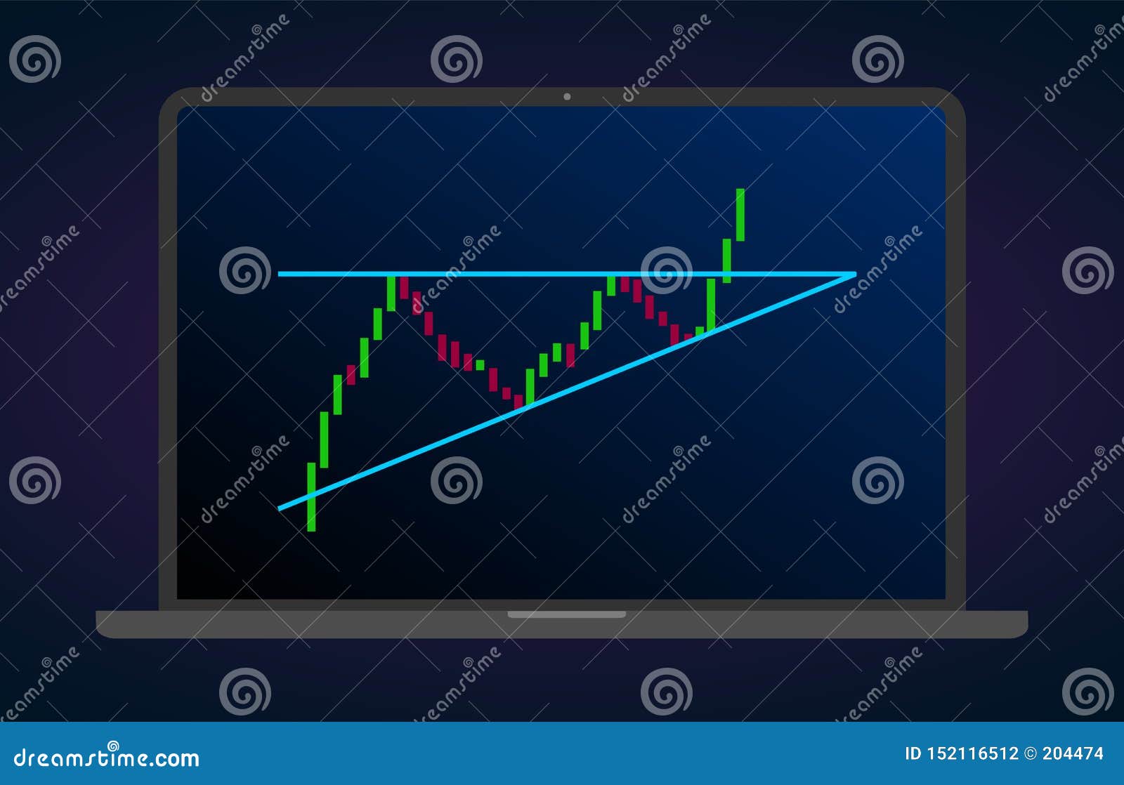 Descending Bearish Triangle Breakouts Flat Icon. Vector Stock and ...