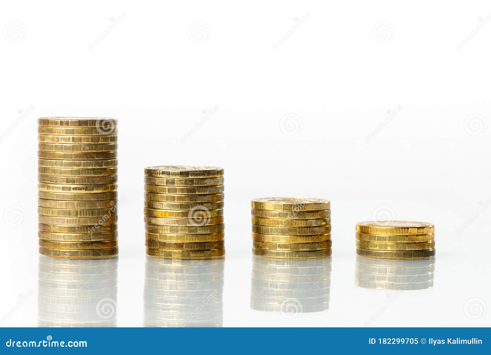 Descending Graph Made of Stacked Golden Coins Stock Image - Image of ...