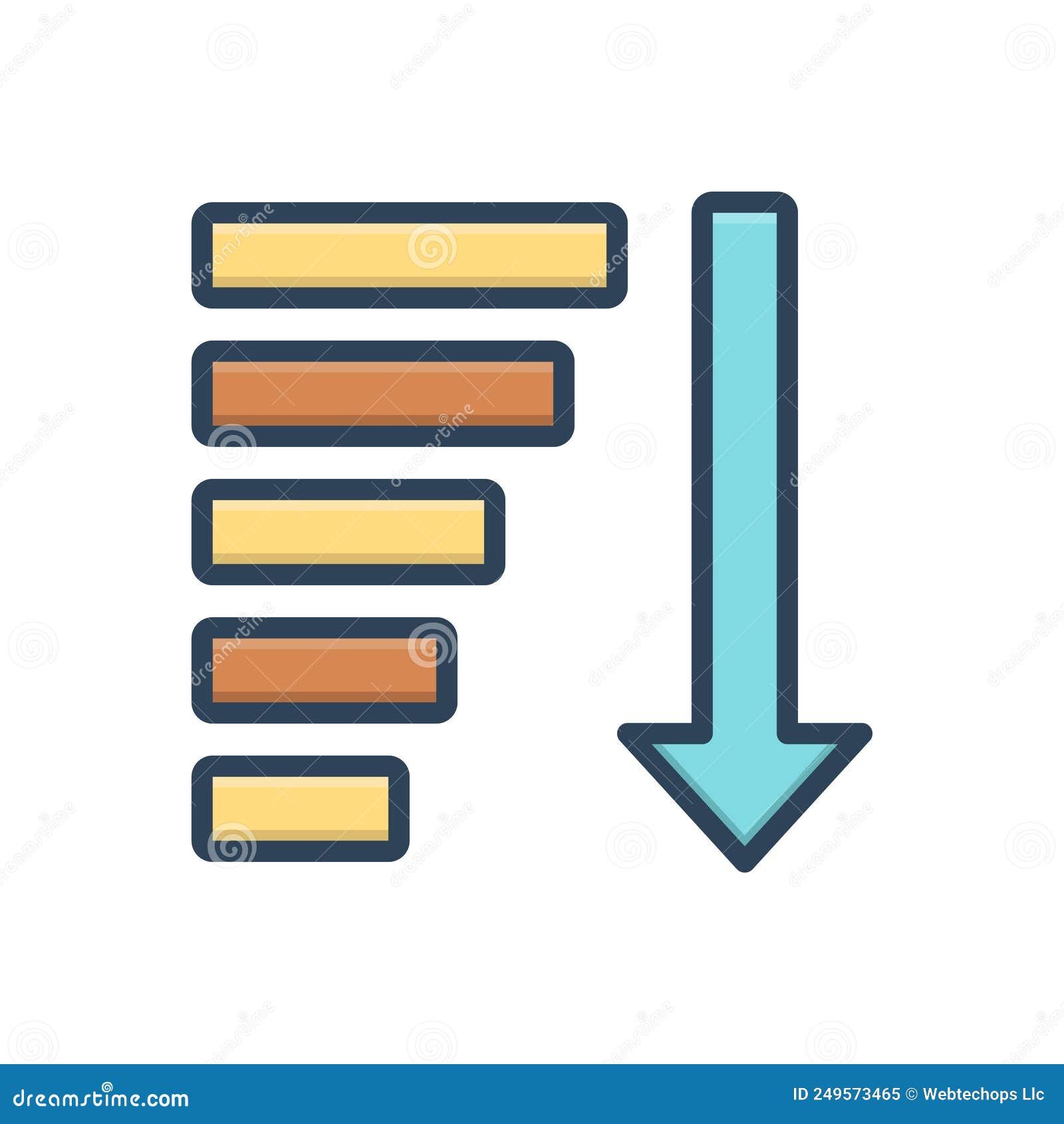 Color Illustration Icon for Descending, Downward and Arrow Stock Vector - Illustration of vector ...