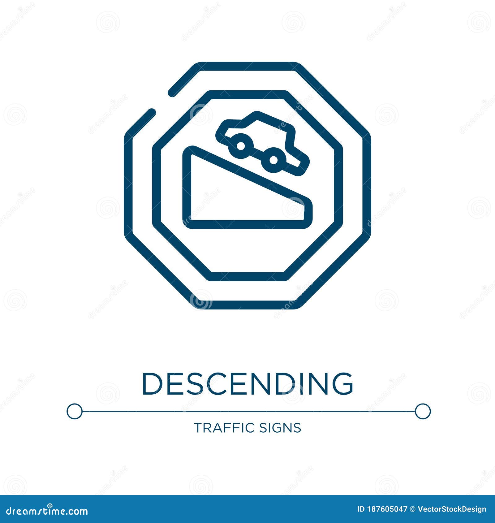 Descending Icon. Linear Vector Illustration from Traffic Signs ...