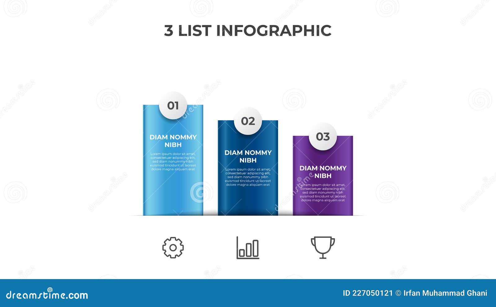 List Diagram with 3 Points of Steps, Infographic Element Layout ...