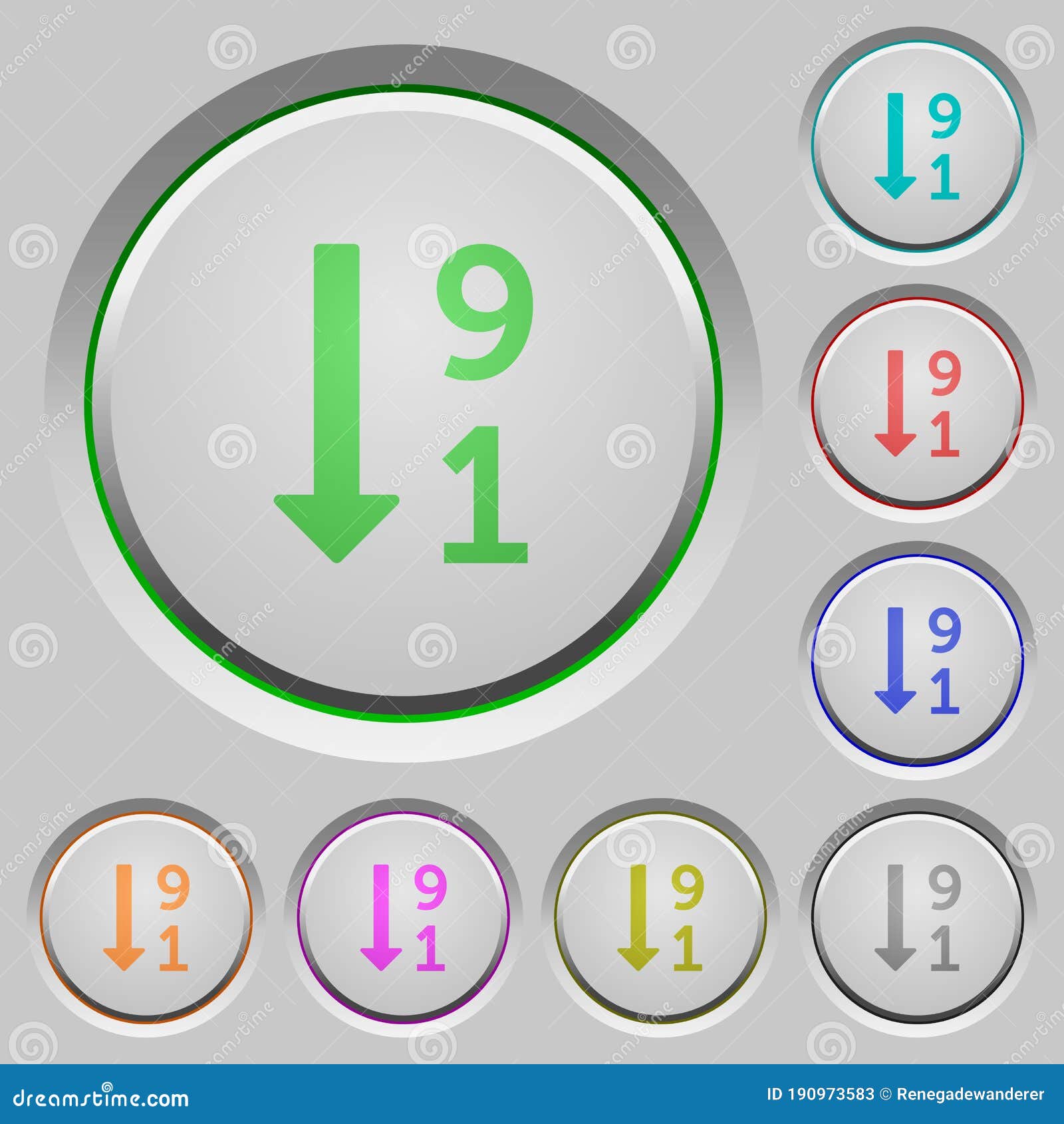 Descending Numbered List Color Square Buttons Vector Illustration ... Descending Numbered List Color Square Buttons Vector Illustration ...