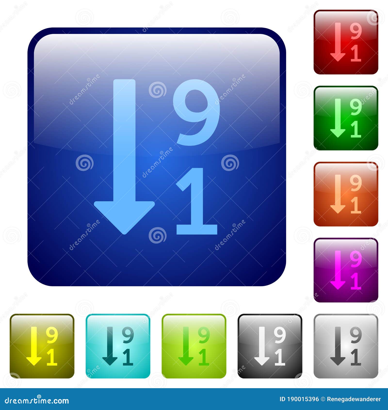 Descending Numbered List Color Square Buttons Vector Illustration ... Descending Numbered List Color Square Buttons Vector Illustration ...