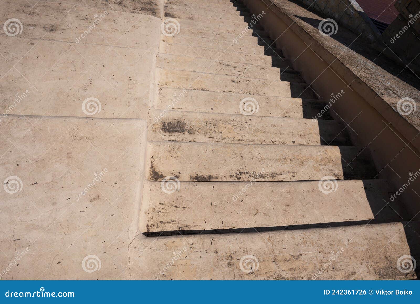 Descent Along the Old Stone Wide Stone Stairs Stock Photo - Image of ...