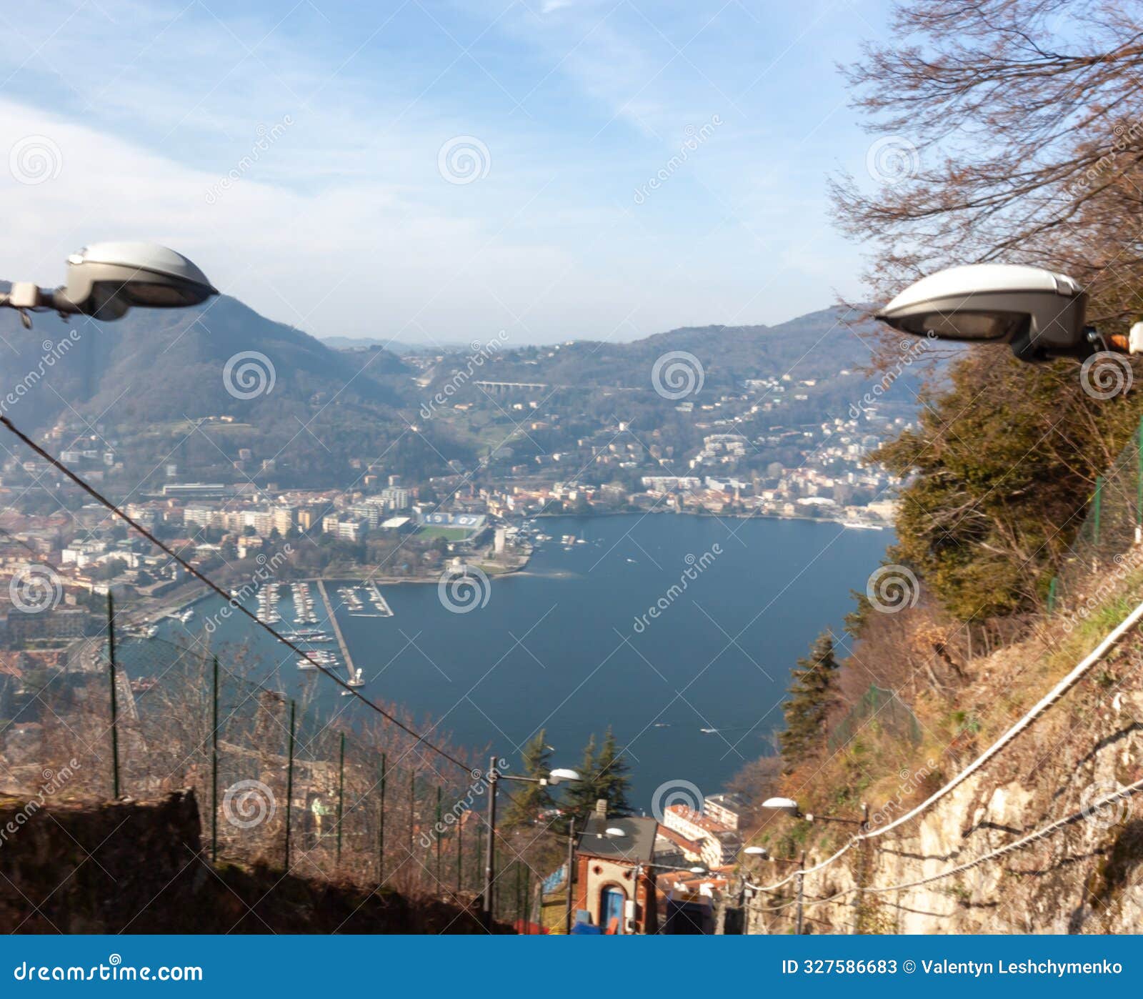 Descent on the Brunate-Como Funicular. View from the Cockpit Stock ...