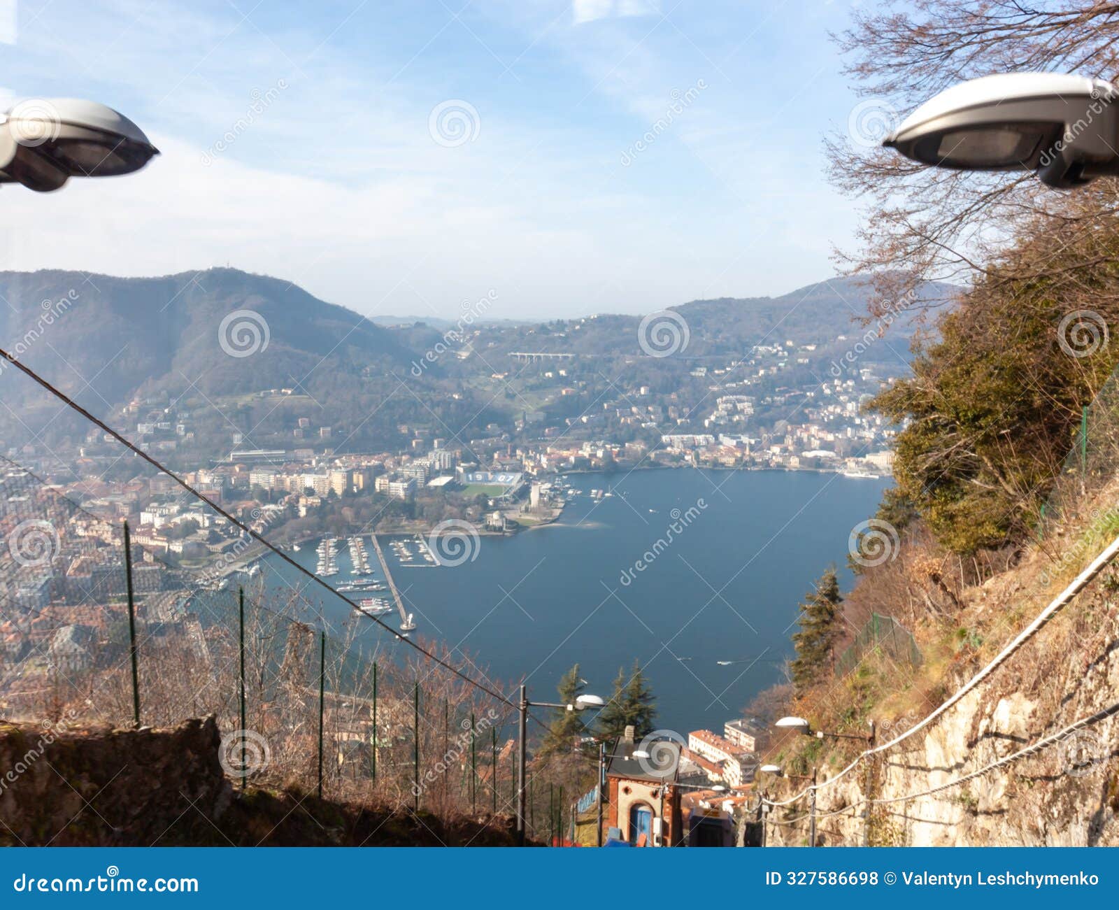 Descent on the Brunate-Como Funicular. View from the Cockpit Stock ...