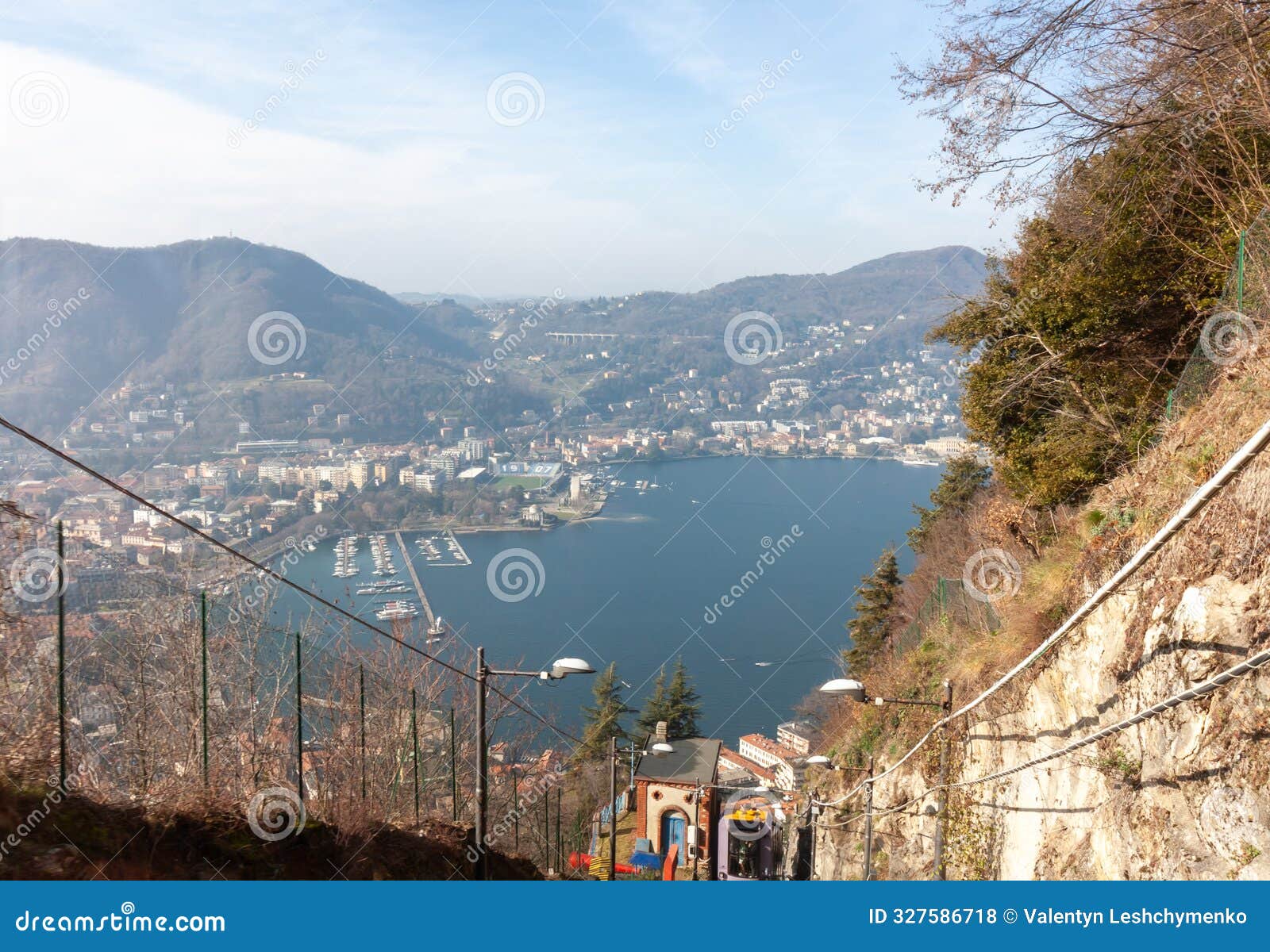 Descent on the Brunate-Como Funicular. View from the Cockpit Stock ...