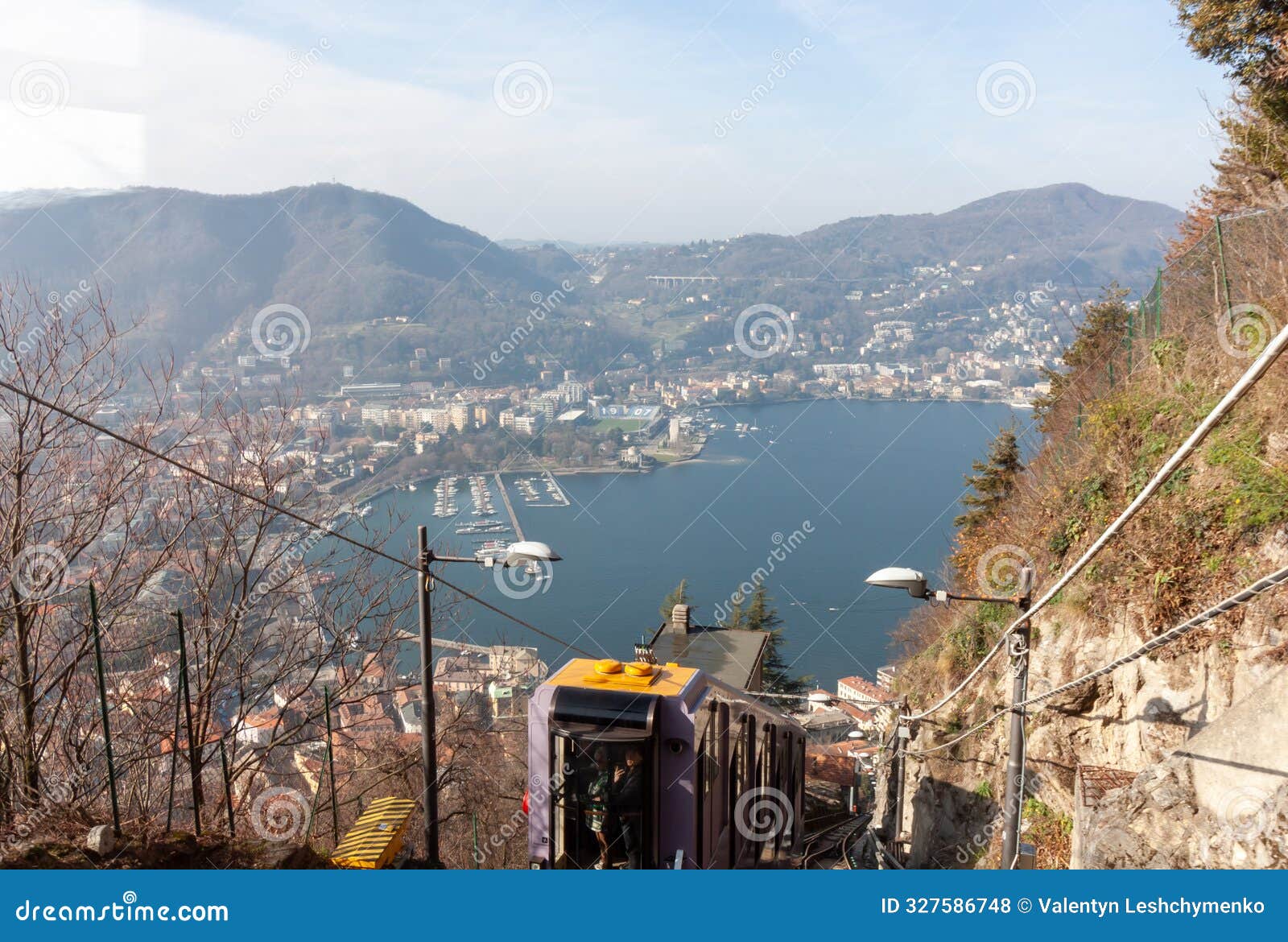 Descent on the Brunate-Como Funicular. View from the Cockpit Stock ...