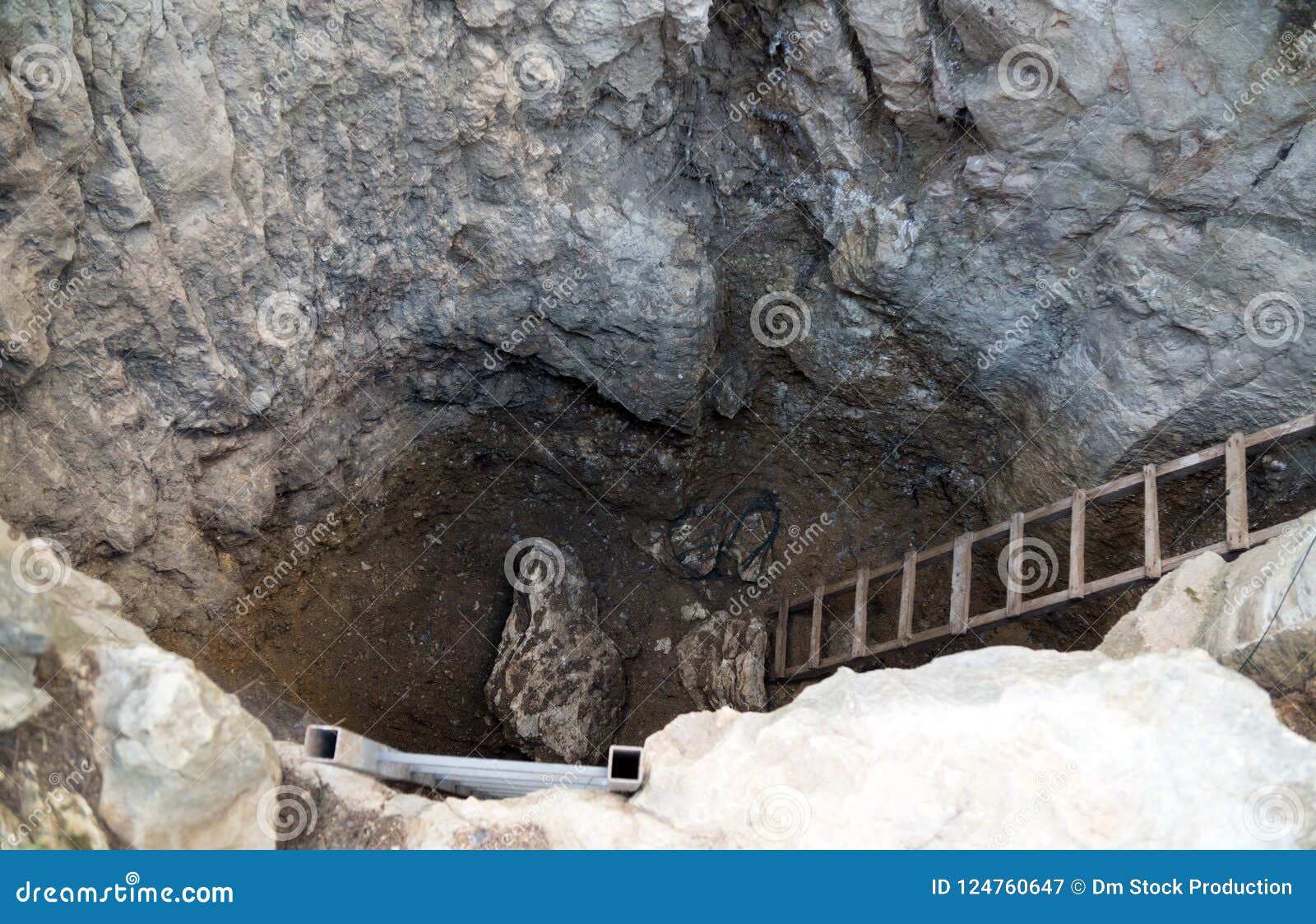 Descent into a deep pit. stock image. Image of digger - 124760647