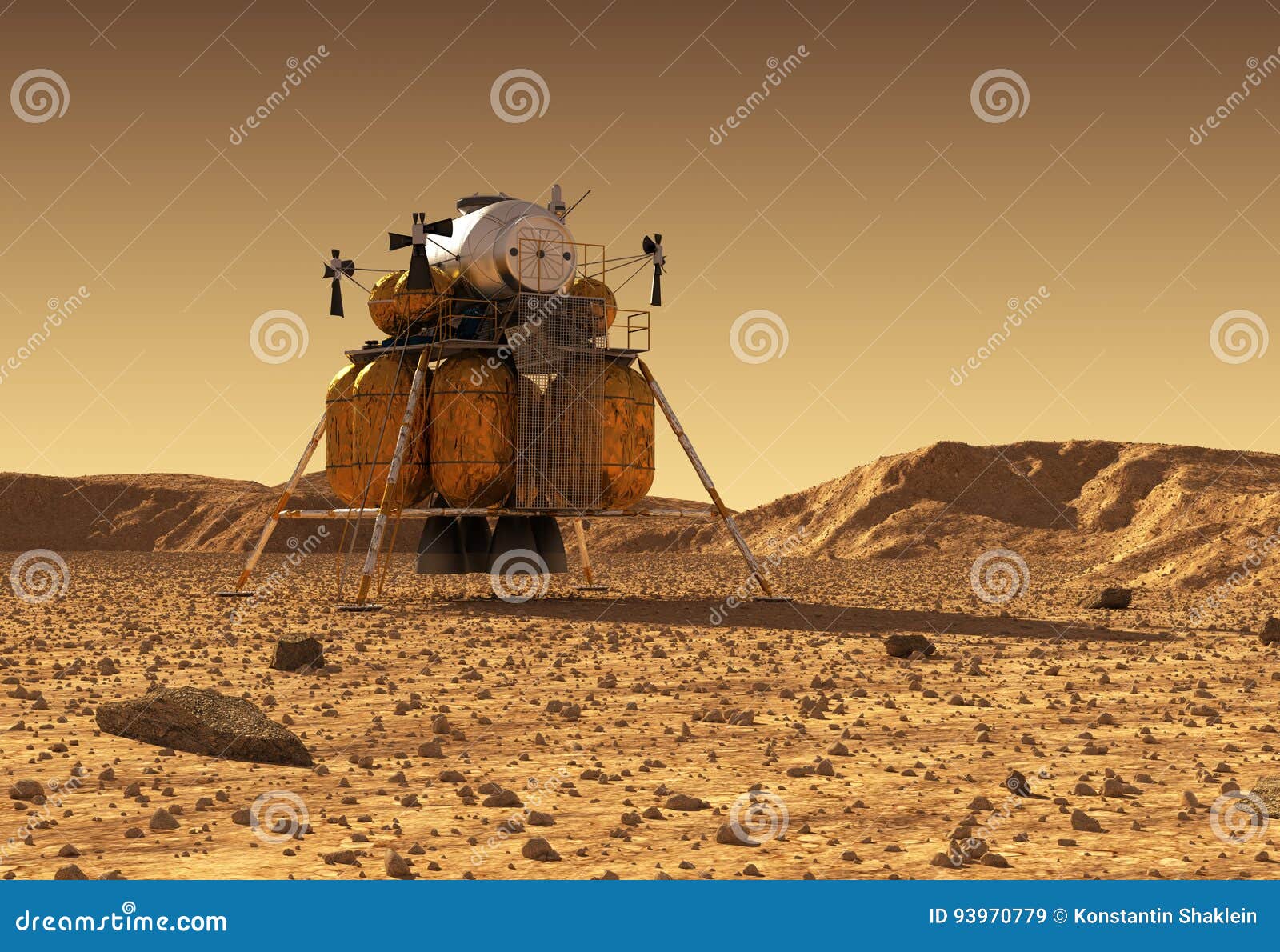 Descent Module of Interplanetary Space Station on Surface of Planet ...